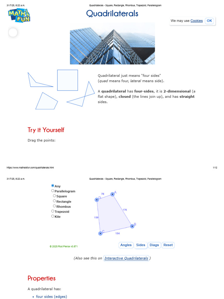 Quadrilaterals - Square, Rectangle, Rhombus, Trapezoid, Parallelogram ...