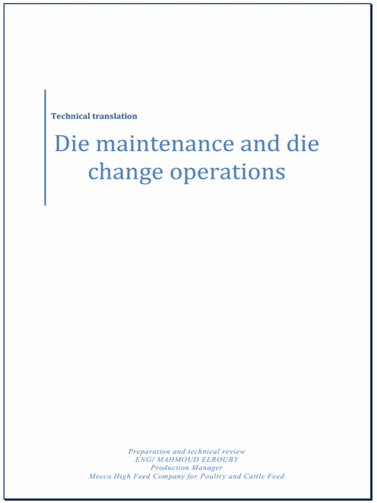 Die Maintenance and Die Change Operations | PDF