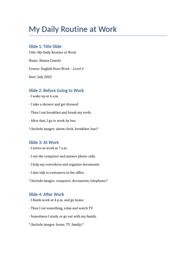 My Daily Routine Presentation | PDF