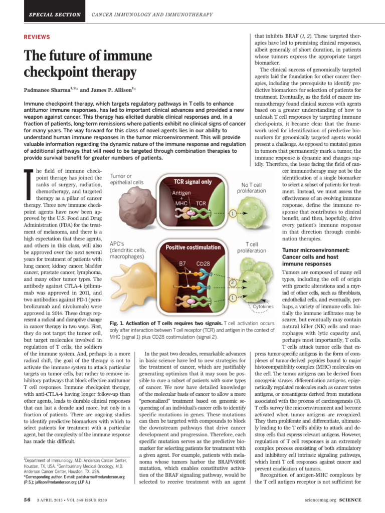 Future of Immune Checkpoint Therapy | PDF | T Cell | Antigen