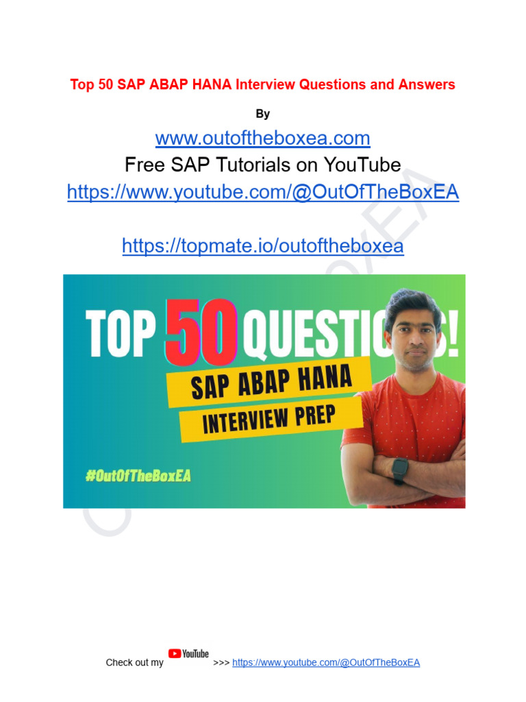 Top 50 SAP ABAP HANA Interview Questions and Answers v2 | PDF | Databases | Information Retrieval