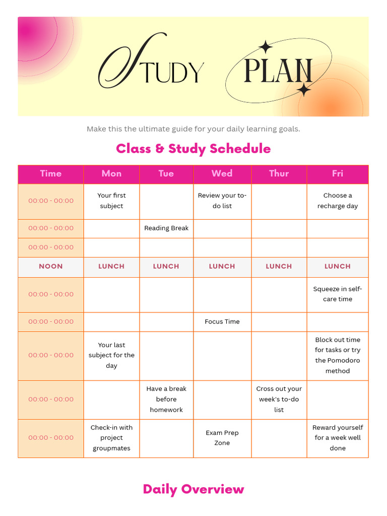 Daily Study Planner and Goal Tracker | PDF | Cognition