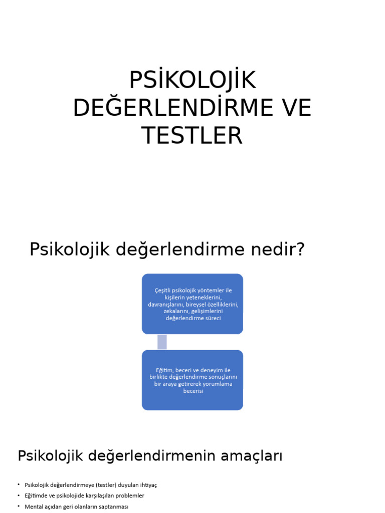 Ders - Psikolojik Değerlendirme Ve Testler | PDF