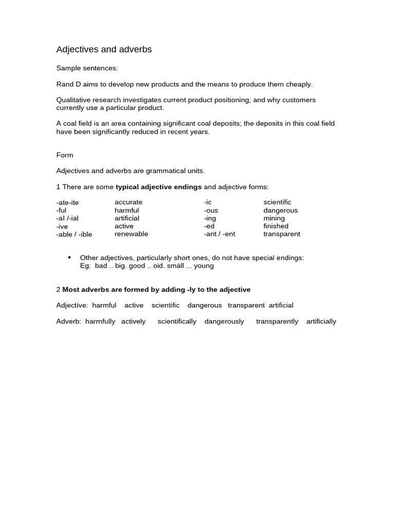 Understanding Adjectives and Adverbs | PDF