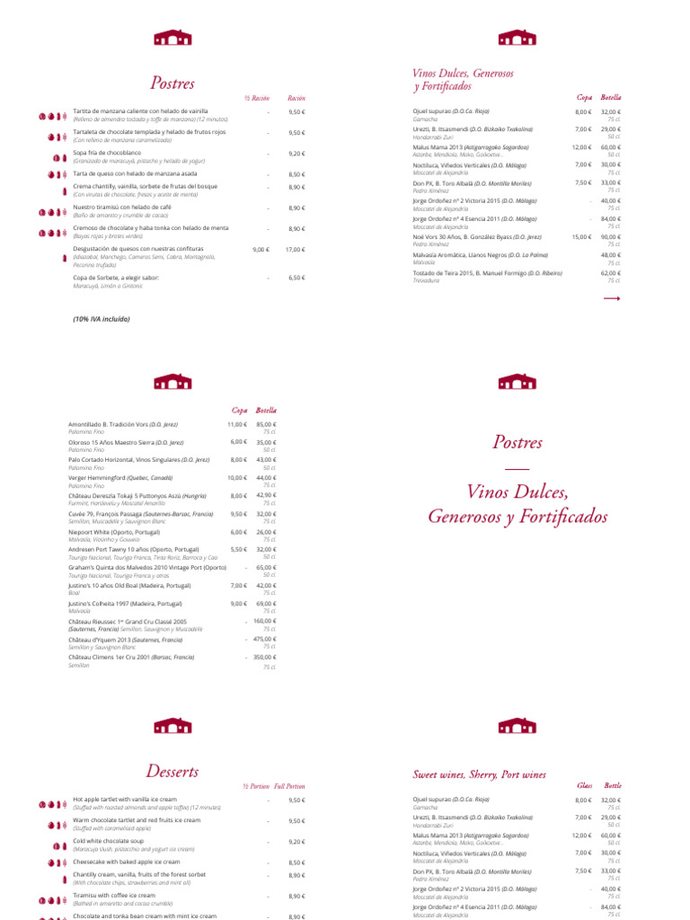 Vinos y Postres Gourmet: Menú Exclusivo | PDF | Variedades de uva | Uva