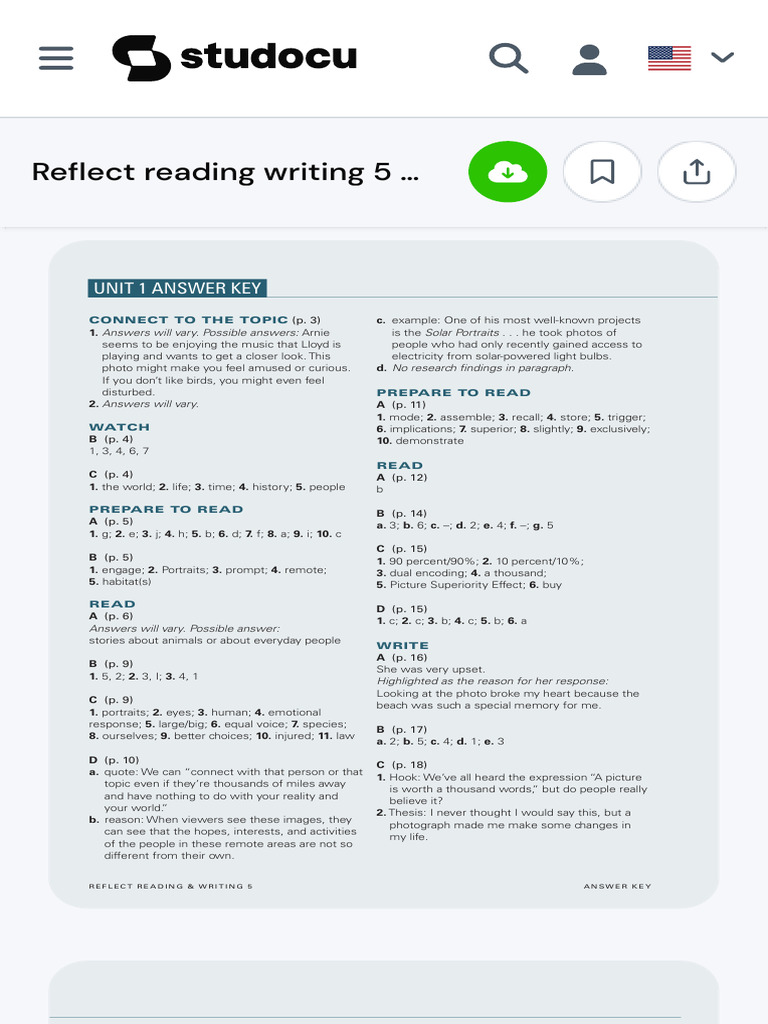 Reflect Reading Writing 5 Answer Key - REFLECTREF | PDF | Psychological ...