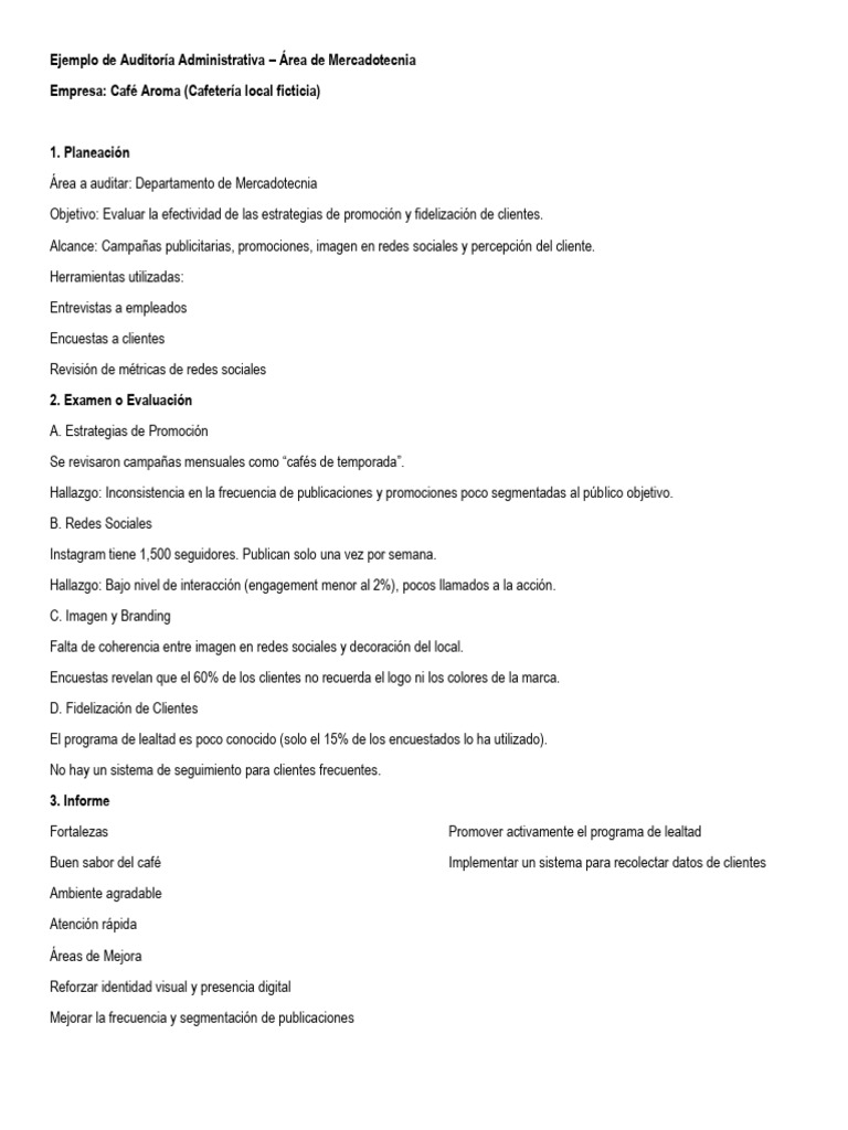 Auditoría de Mercadotecnia: Café Aroma | PDF | Marketing | Negocios ...