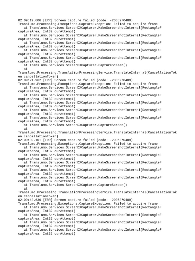 Translumo Screen Capture Errors | PDF | Computer Programming
