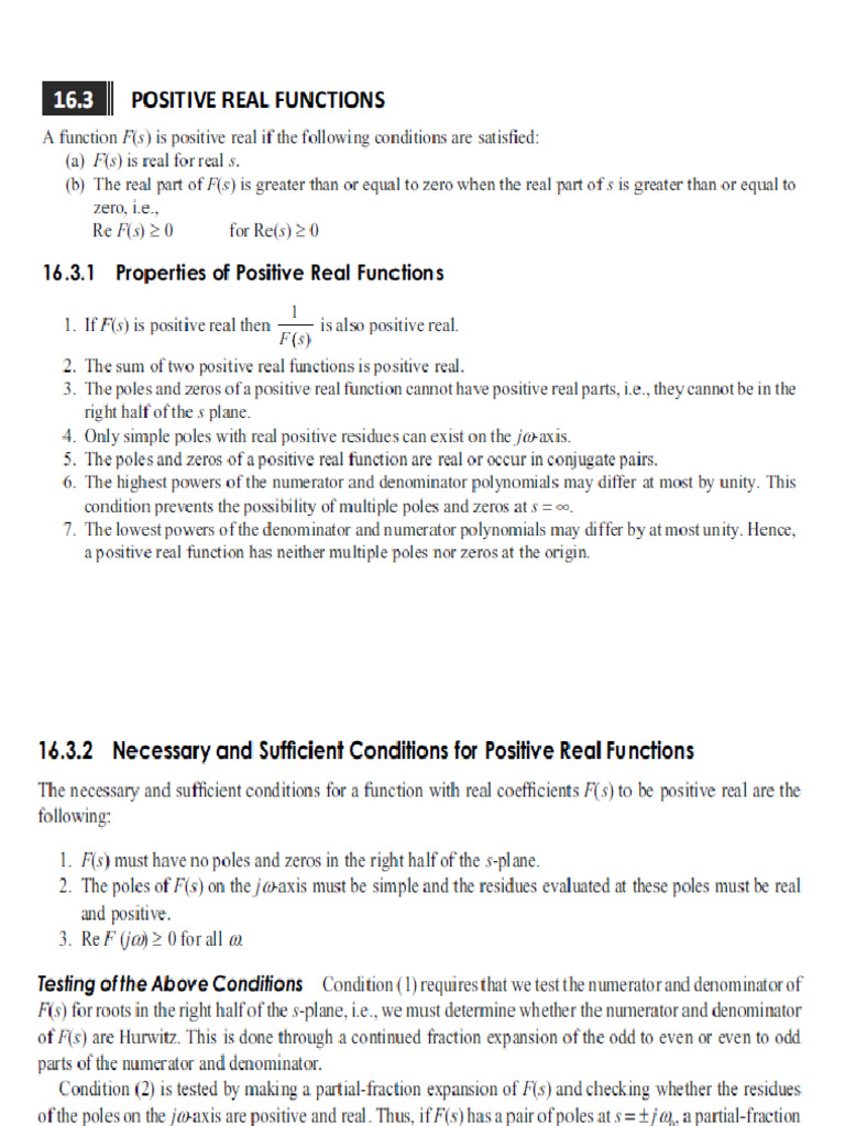 Ele 316 - Lecture3 - Network Synthesis 2 - Positive Real Function | PDF