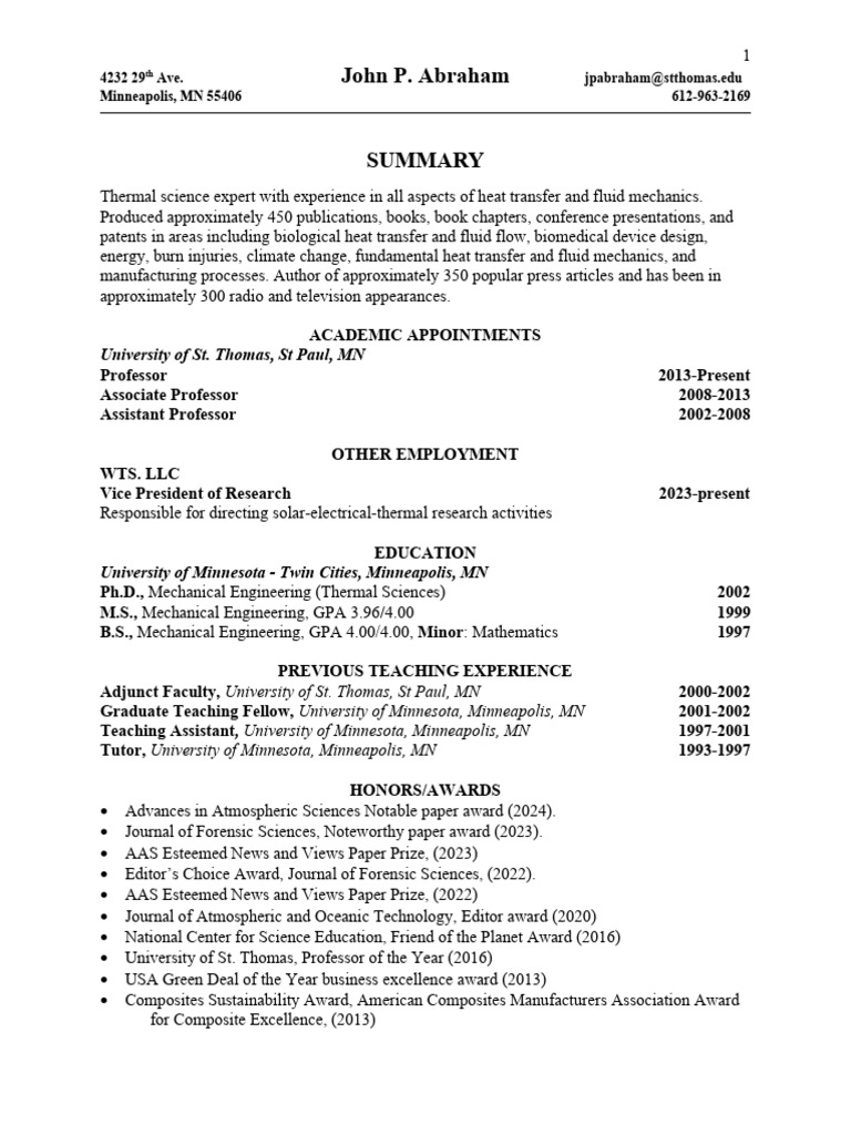 Abraham John Resume CV 2024 | PDF | Spillway | Computational Fluid Dynamics
