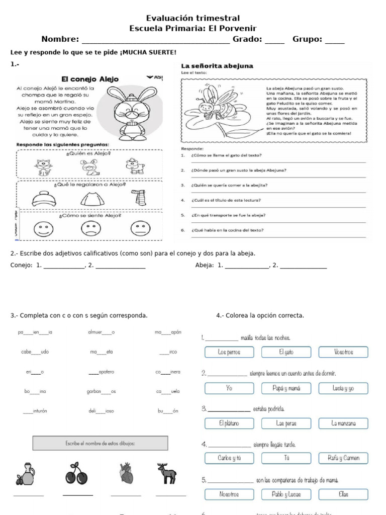Evaluación trimestral | PDF