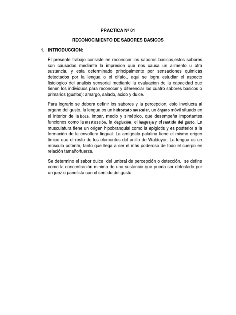 Practica #01 | PDF | Olfato | Olor