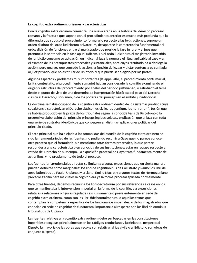 Orígenes y características de la cognitio extra ordinem | PDF ...