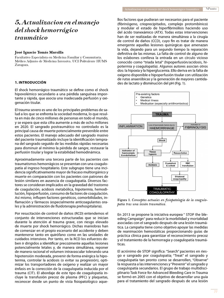 Manejo del Shock Hemorrágico Traumático | PDF | Especialidades Medicas ...