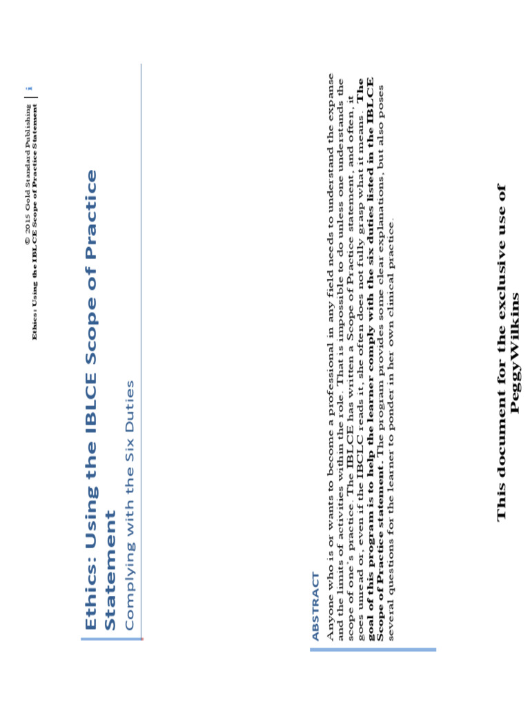 Ethics in IBCLC Scope of Practice | PDF | Breastfeeding | Knowledge