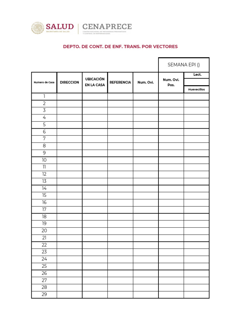 Formato Ovitrampas H2 | PDF
