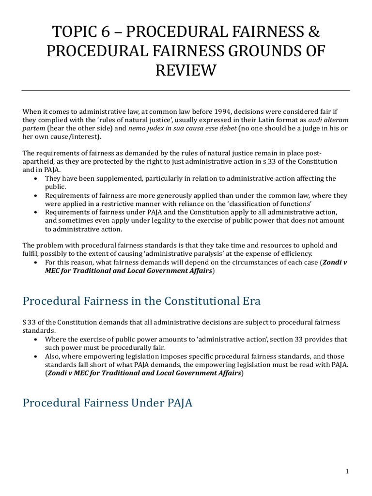 Procedural Fairness Under PAJA Review | PDF | Common Law | Prosecutor