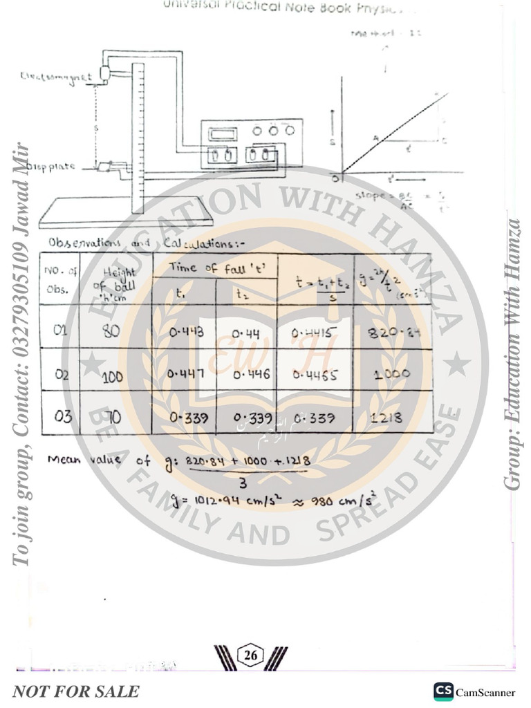 FSC Physics Practical Readings & Graphs | PDF