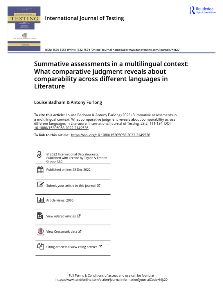 Summative Assessments in A Multilingual Context What Comparative ...