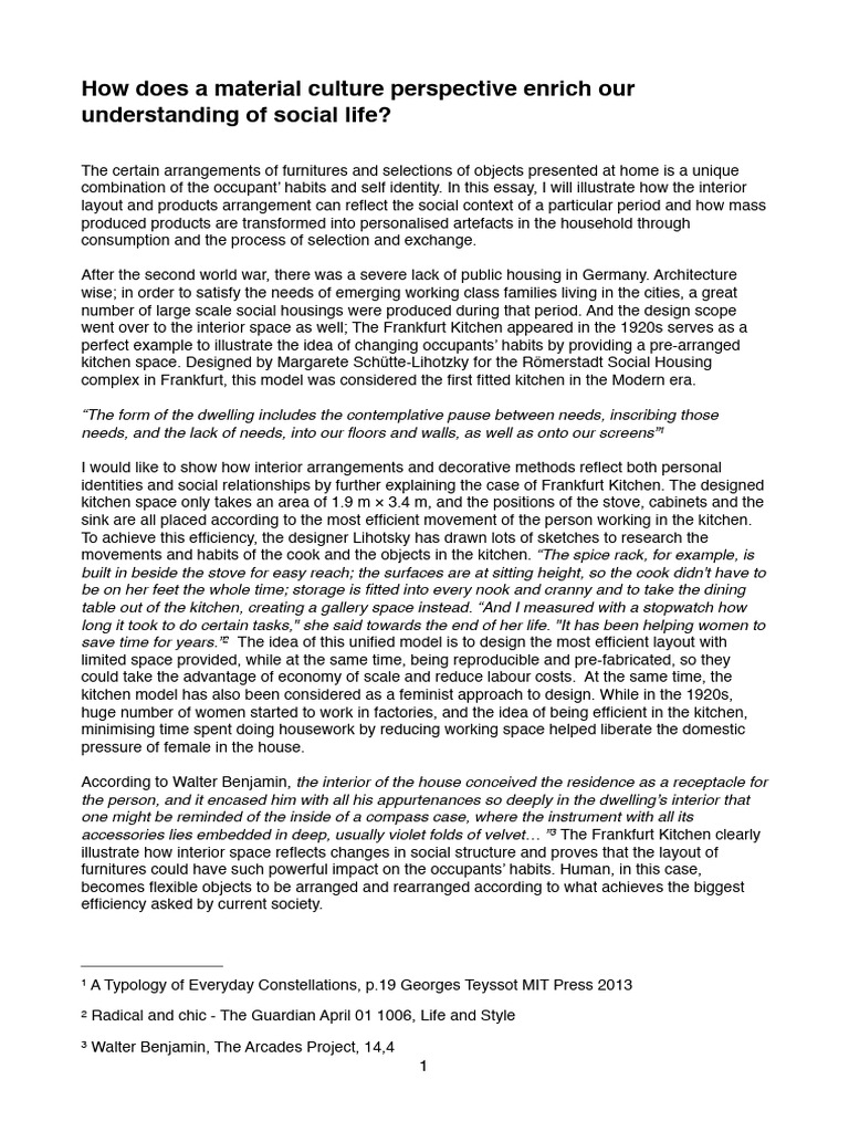 How Does A Material Culture Perspective Enrich Our Understanding of Social Life? | PDF | Kitchen