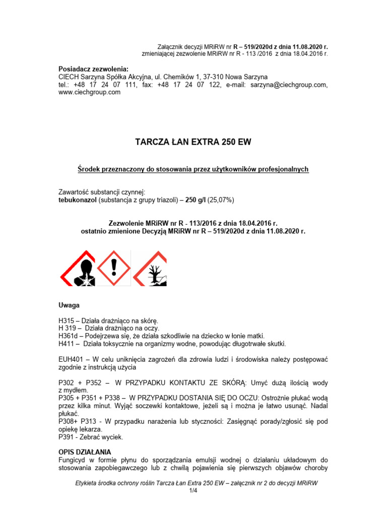 Etykieta Tarcza An Extra 250 EW | PDF