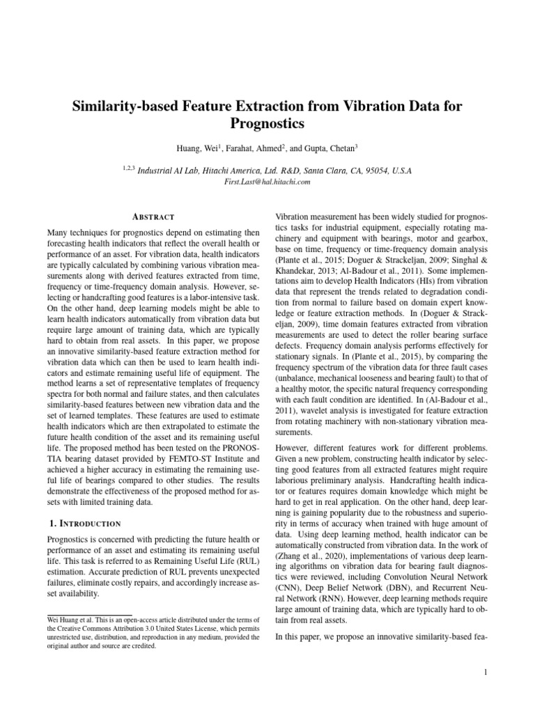 Similarity-Based Feature Extraction From Vibration | PDF | Mean Squared ...