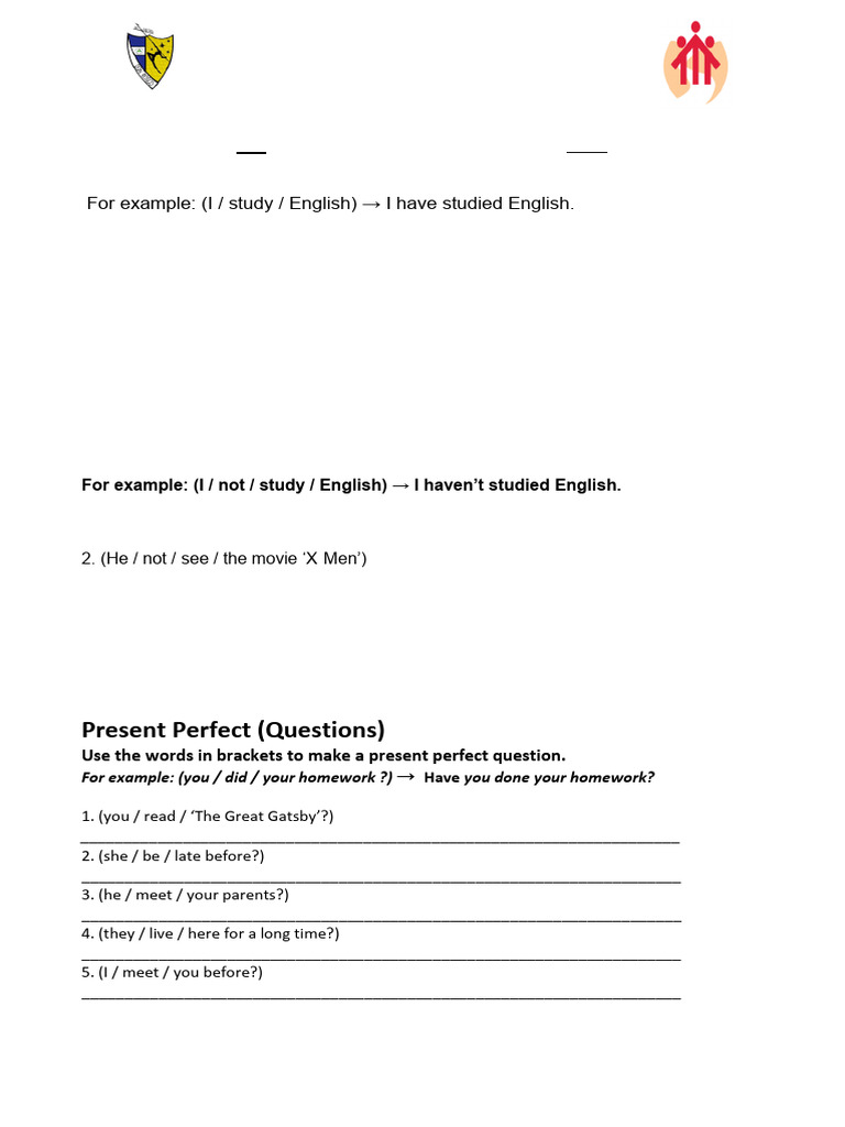 Hoja de Ejercicios Present Perfect 6th Grade | PDF | Chess | Chess Theory