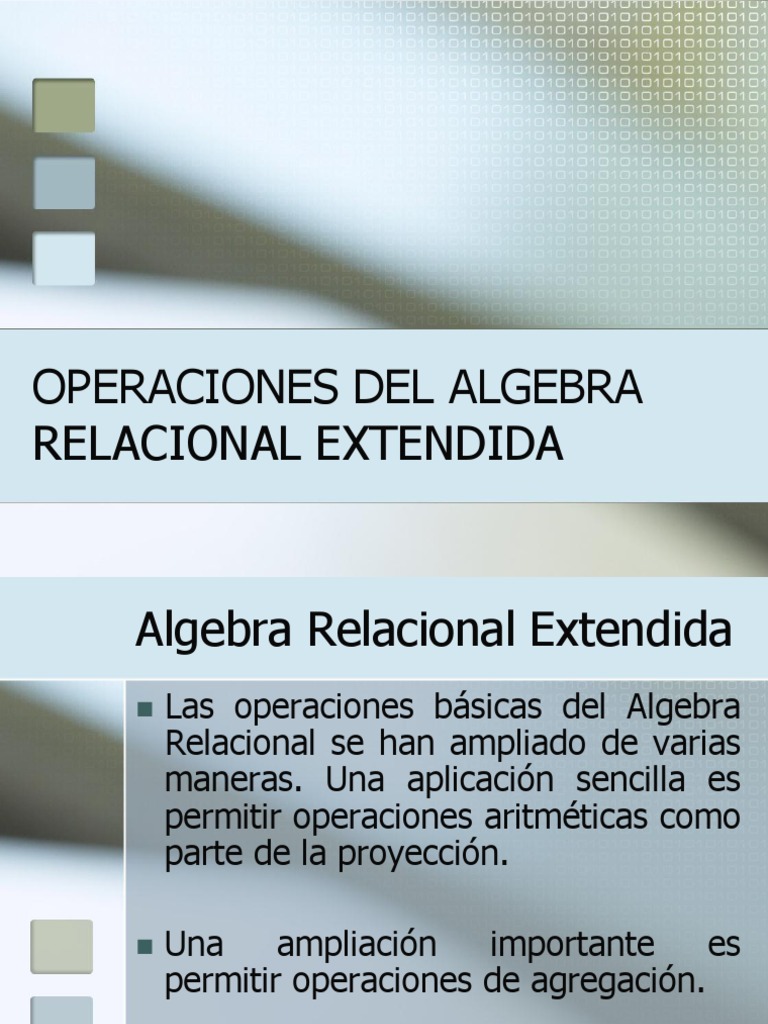 Algebra Relacional Extendido | Descargar gratis PDF | Base de datos ...