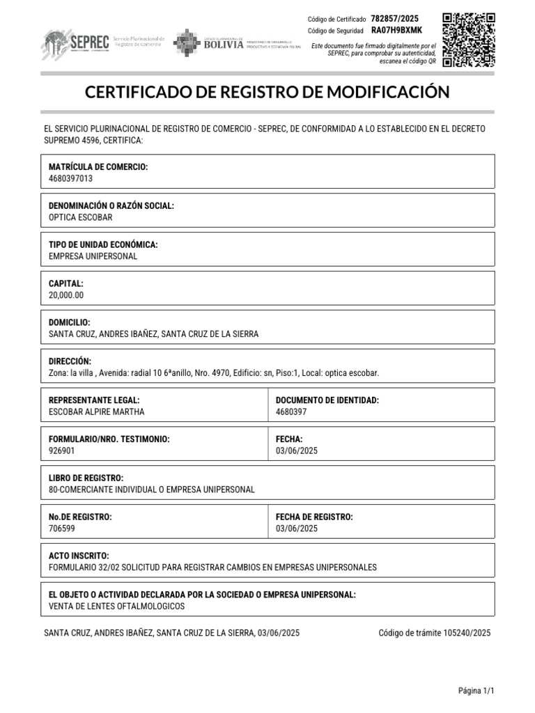 Certificado Codigo 105240 2025 | PDF