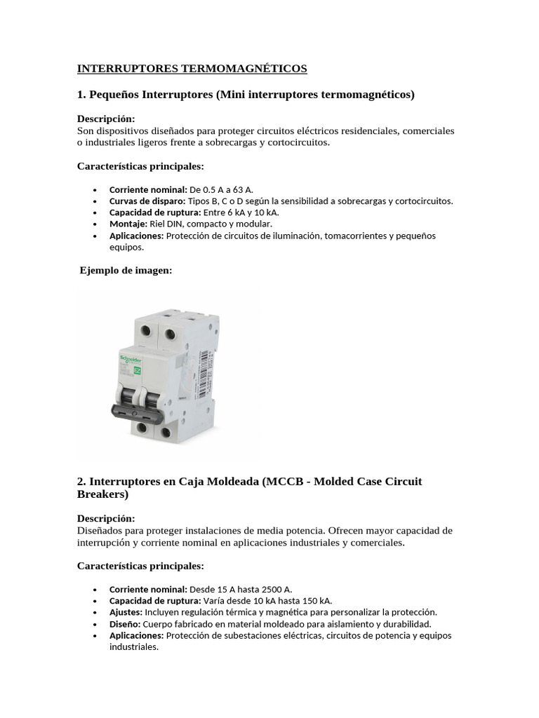 Interruptores Termomagnéticos | PDF | Energia electrica | Ingenieria ...