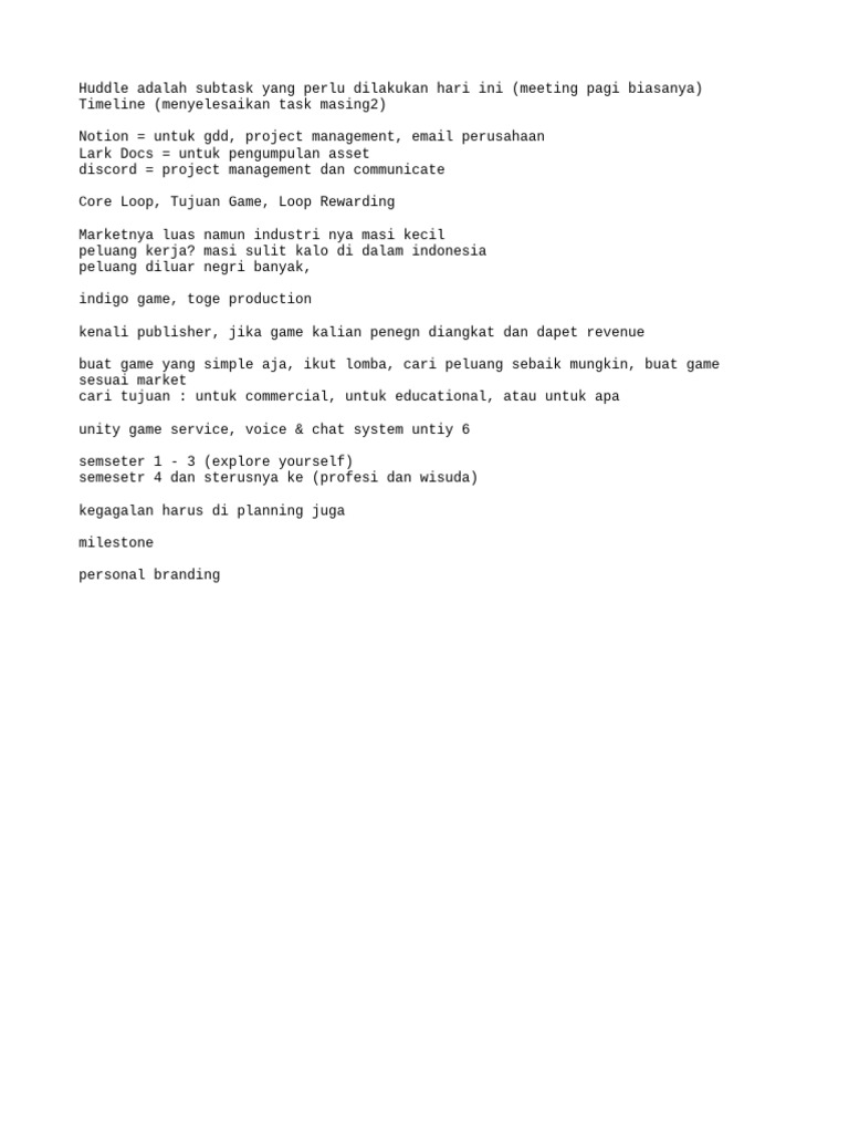 Catatan Meetup Sharing Gamedev | PDF