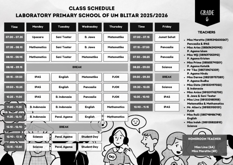 Schedule of Six Grade | PDF