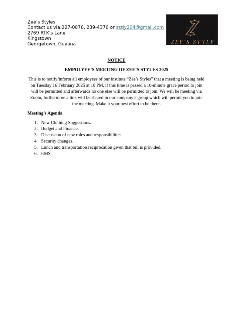Committee Documents - Notice of A Meeting With The Agenda | PDF