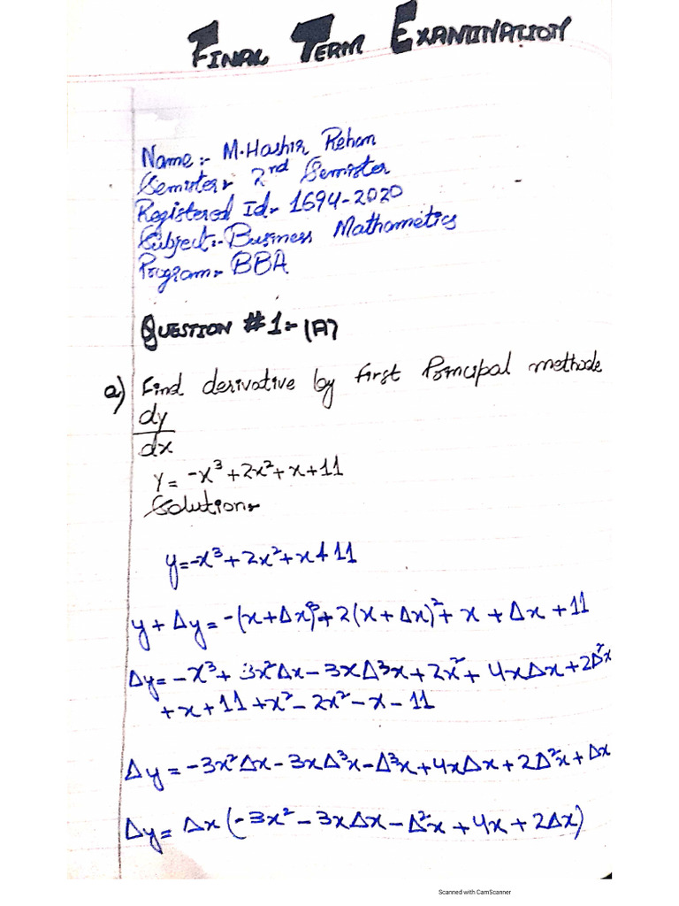 M.hashir Rehan 1694-2020 Business Mathematics | PDF