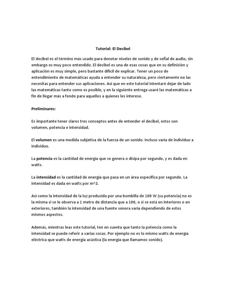 Tutorial Decibel | PDF | Decibel | Sonido