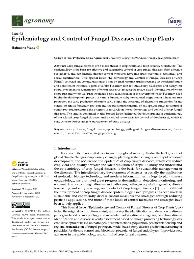 Fungal Disease Control in Crop Plants | PDF | Fungus | Wheat