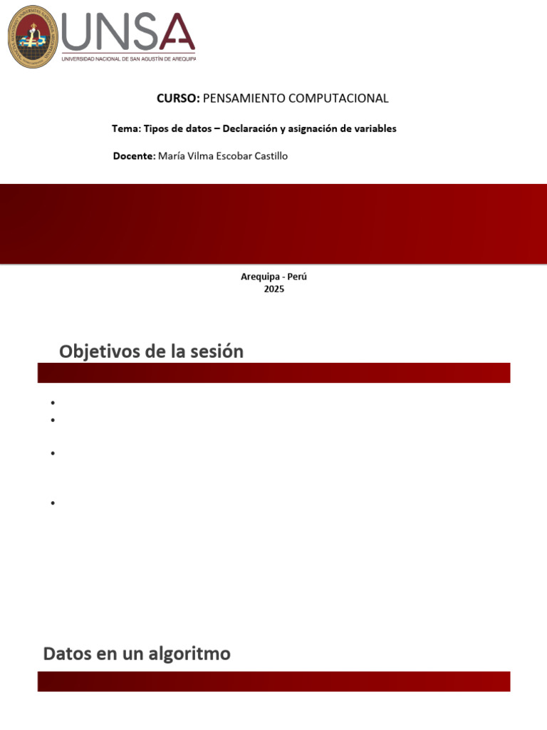 Tema 04 Tipos Datos Declaracion Asignacion de Variables v2 | PDF | Tipo de datos | Variable ...