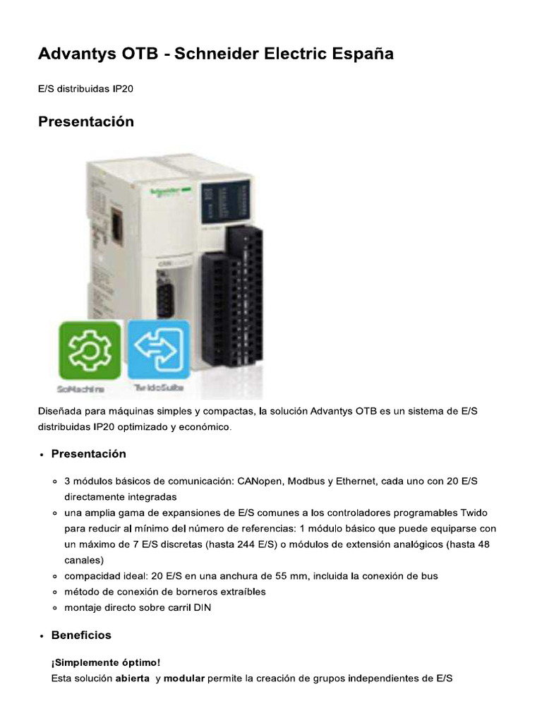 IDPAC Advantys OTB Presentación | PDF