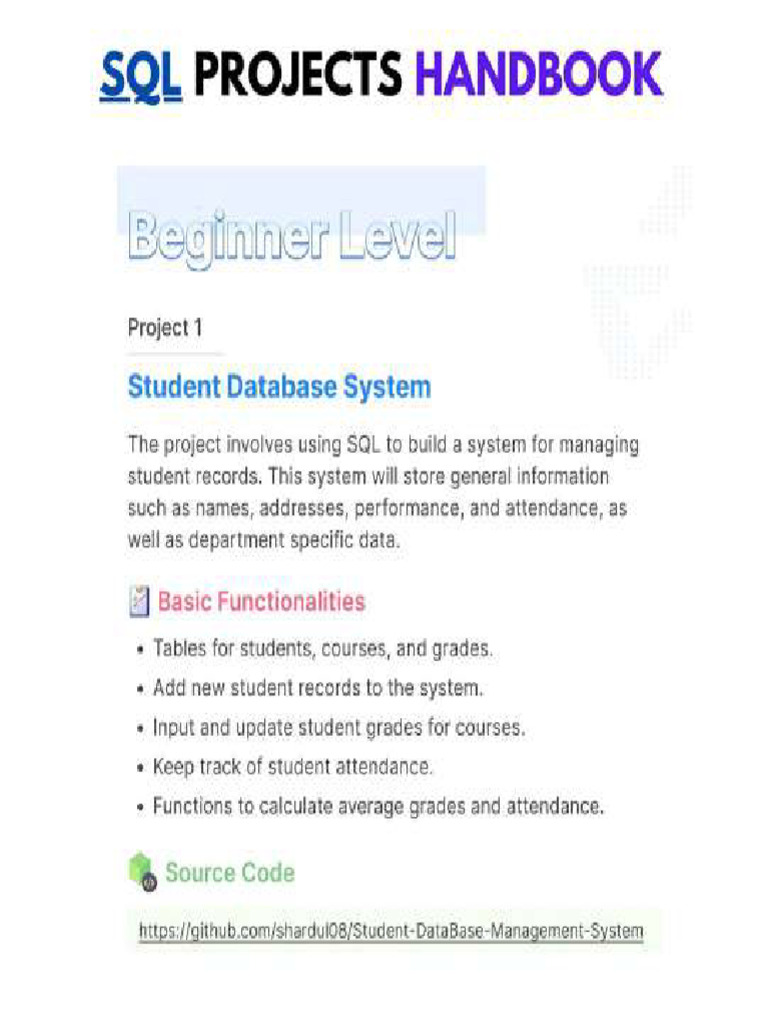 SQL Projects Handbook ? | PDF