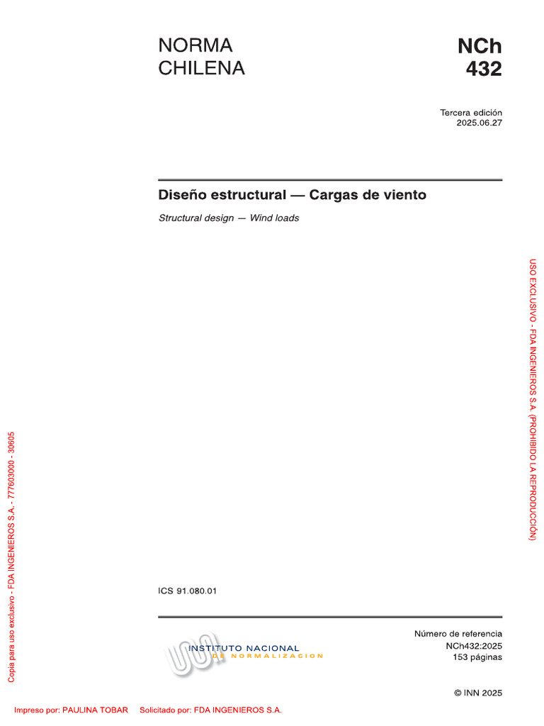 NCH 432: Norme 2025 | PDF