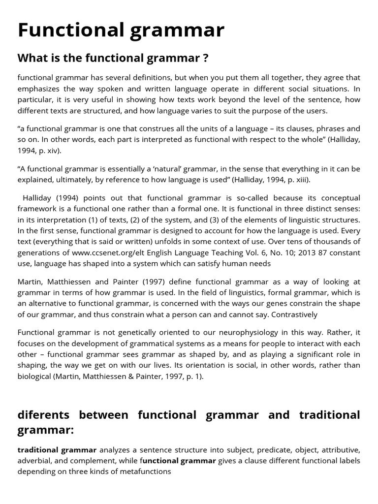 Functional Grammar (Resumen) | PDF | Clause | Semantics