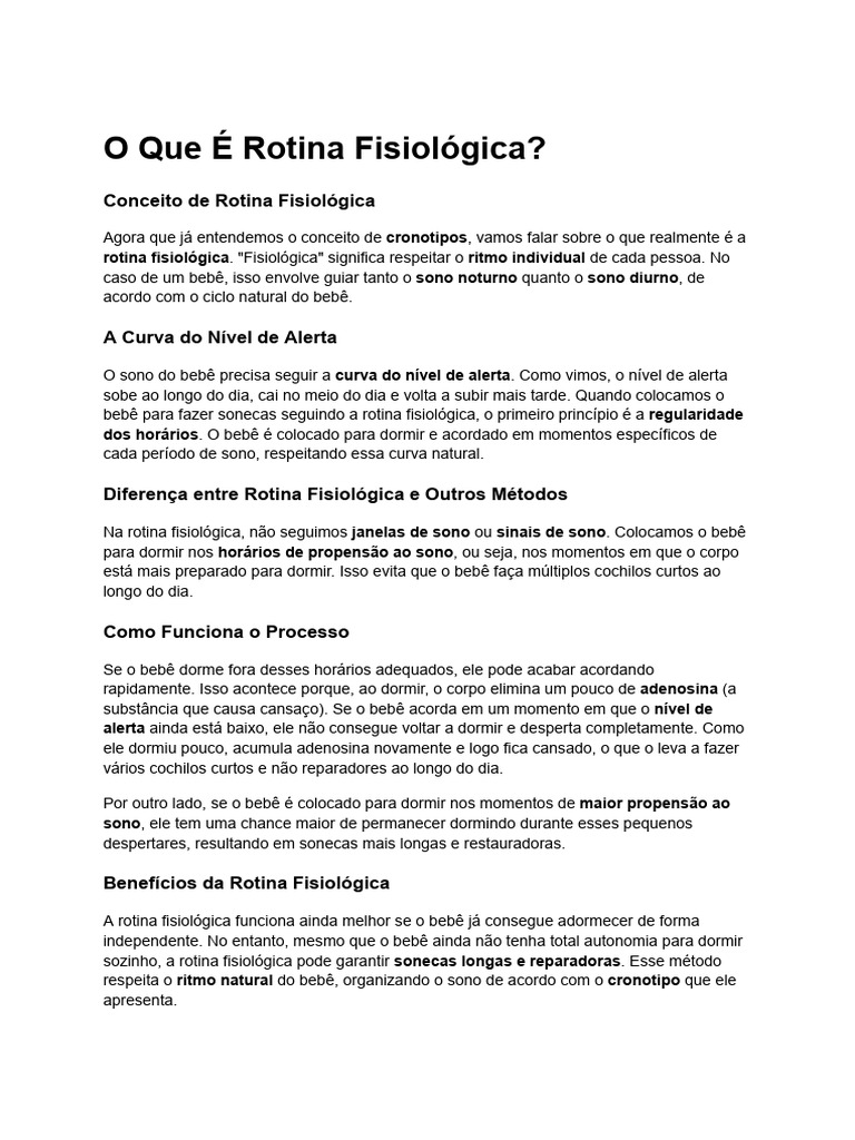 Rotina Fisiológica para Bebês | PDF | Dormir | Bebês