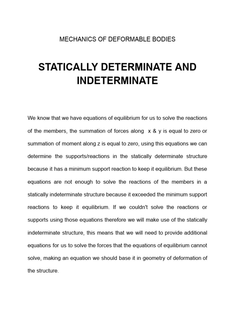 Statically Determinate & Indeterminate | PDF