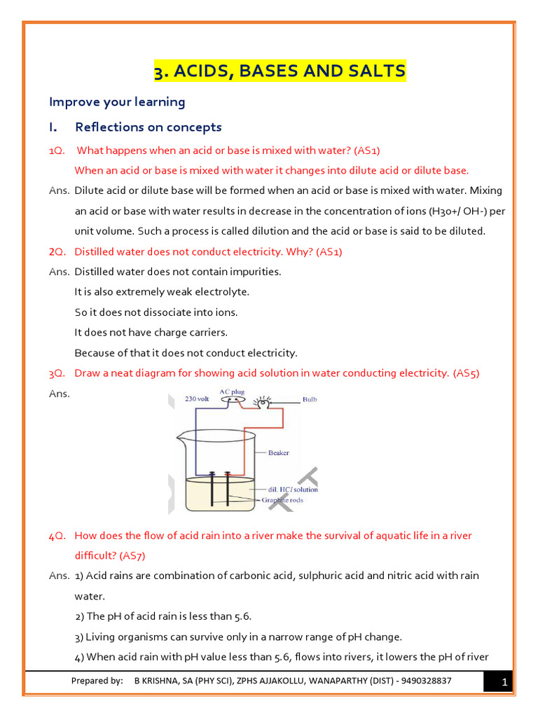 3. Acids, Bases and Salts -Improve Your Learning | PDF | Acid | Sodium ...