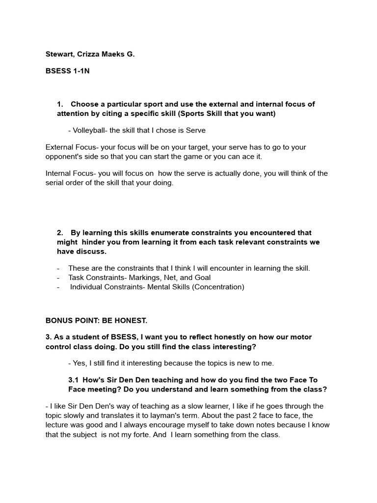 External and Internal Focus of Attention | PDF