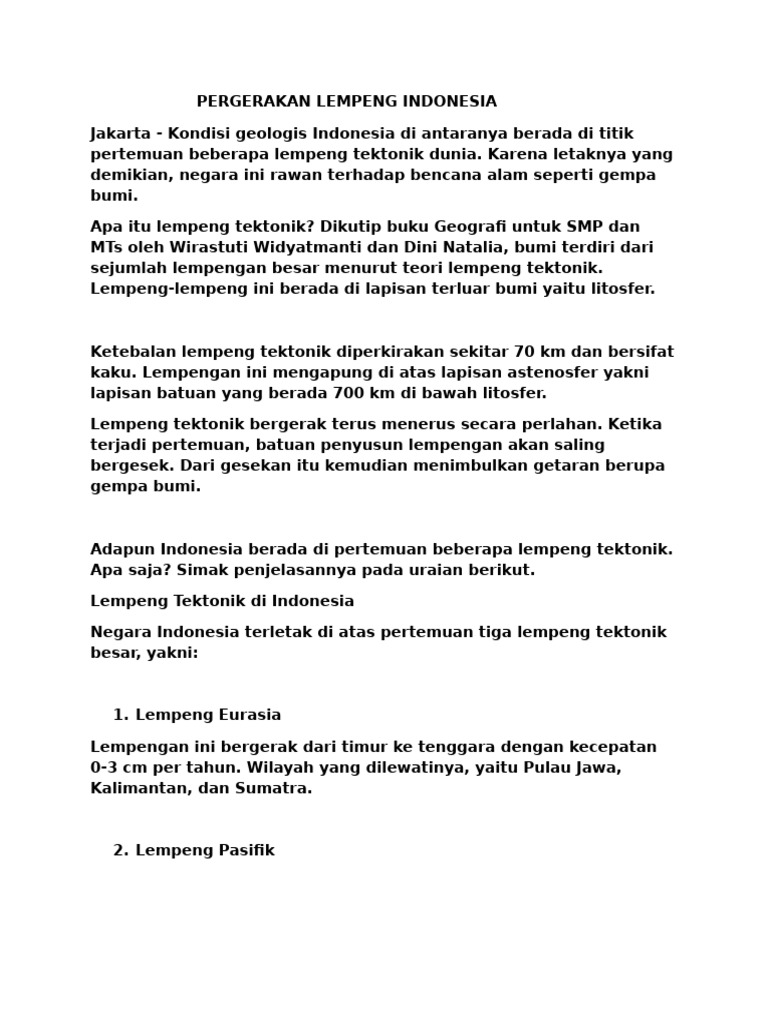 Dampak Pergerakan Lempeng di Indonesia | PDF