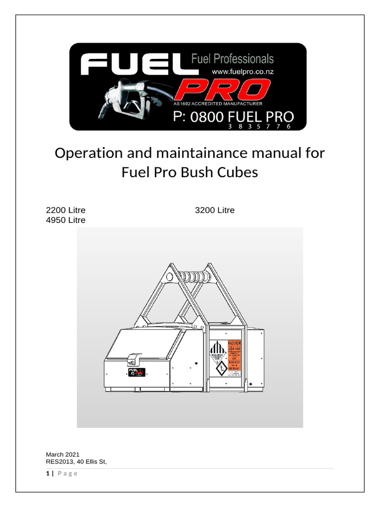 Fuel Pro Bush Cubes Operation Manual | PDF | Diesel Engine | Pump