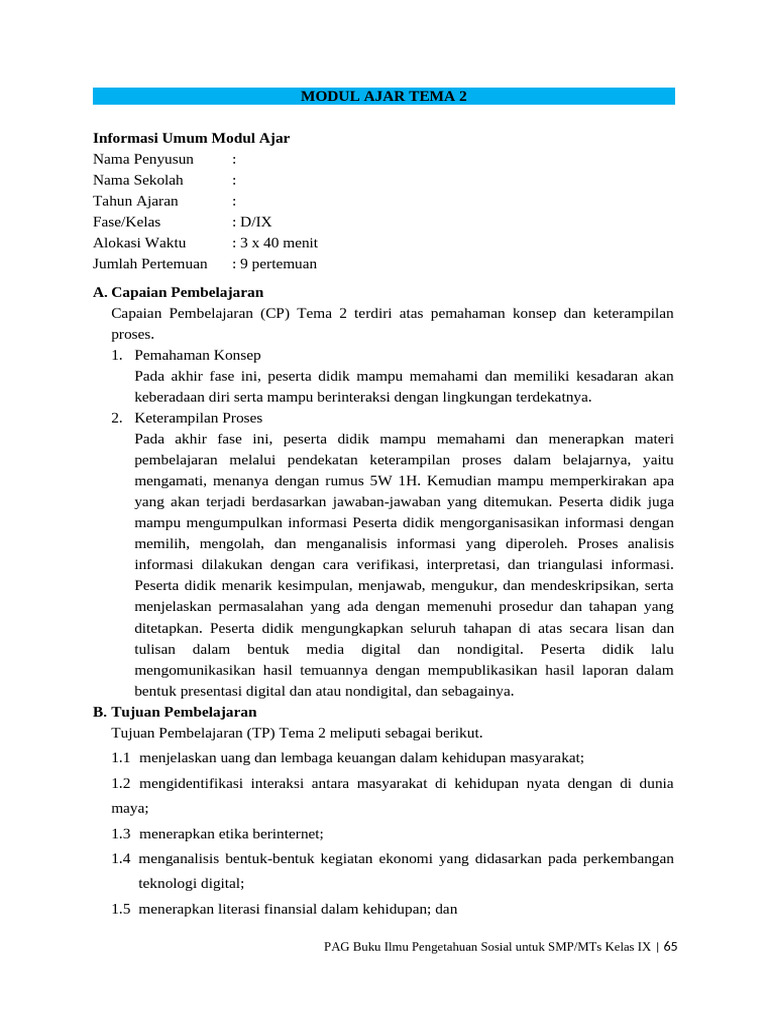 7.2 Modul Ajar Tema 2 (1) | PDF