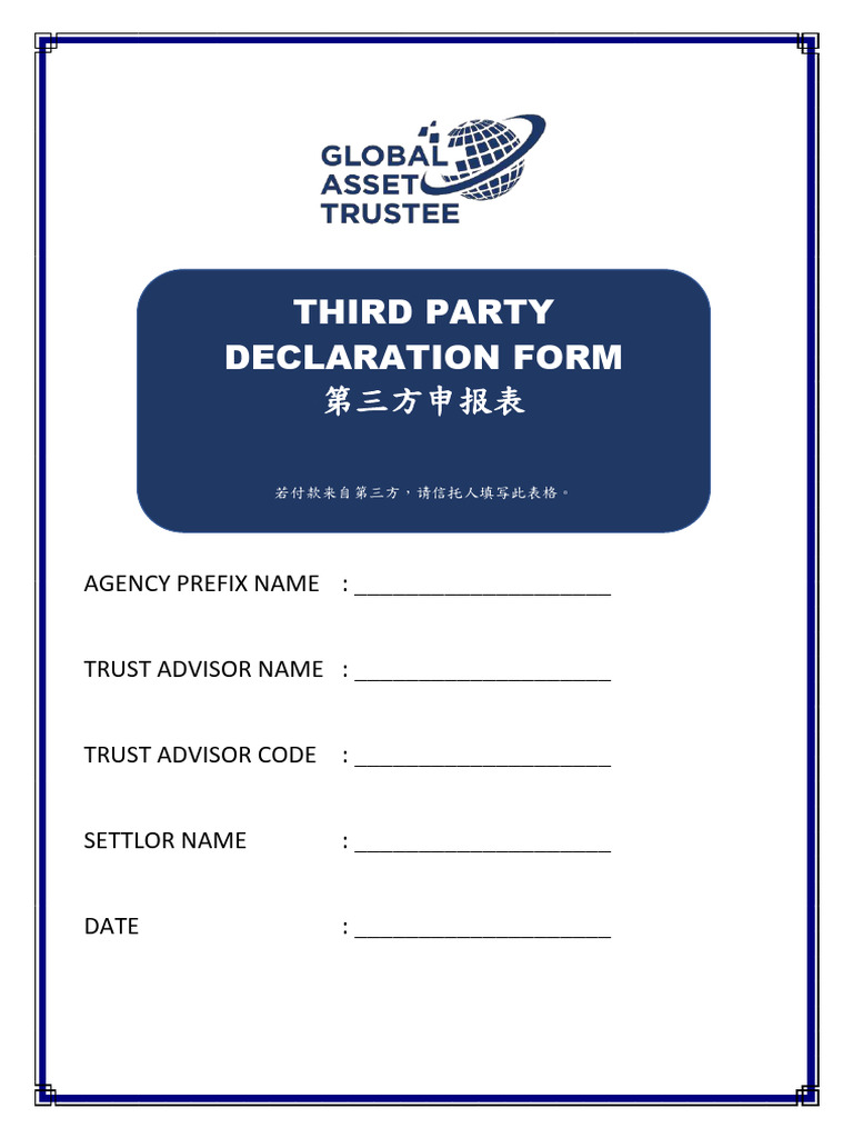 3rd Party Declaration Form Need Settlor Signature | PDF