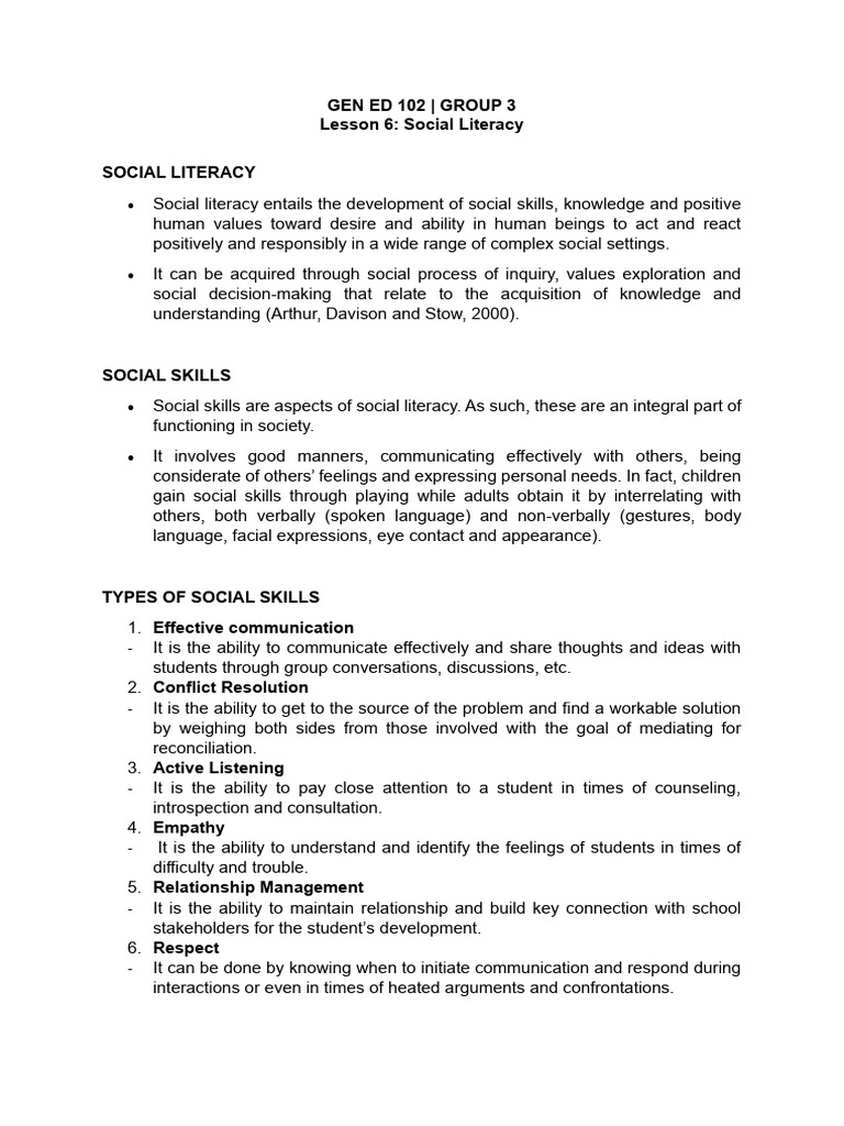 Enhancing Social Literacy and Empathy | PDF | Empathy | Social Skills